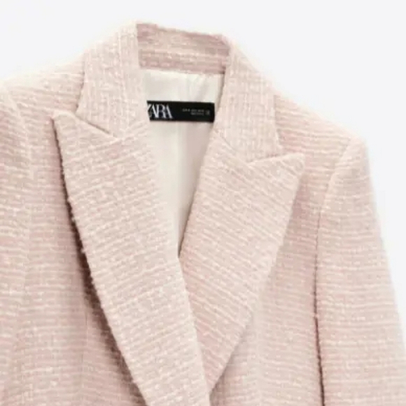Zara | Jackets & Coats | New Zara Textured Tweed Double Breasted Blazer ...